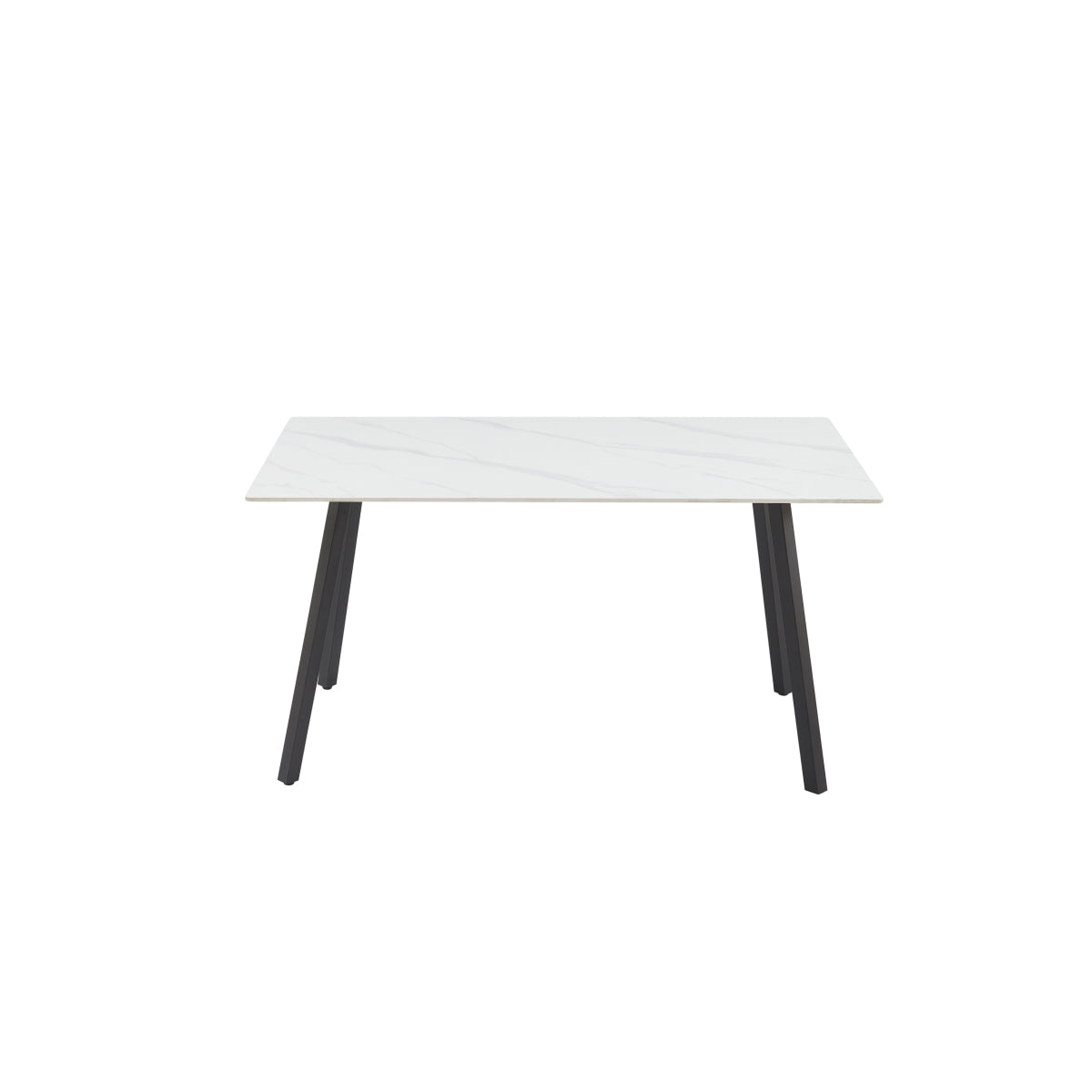 Modern White Marble Look Dining Table with Black Metal Legs Payless Furniture