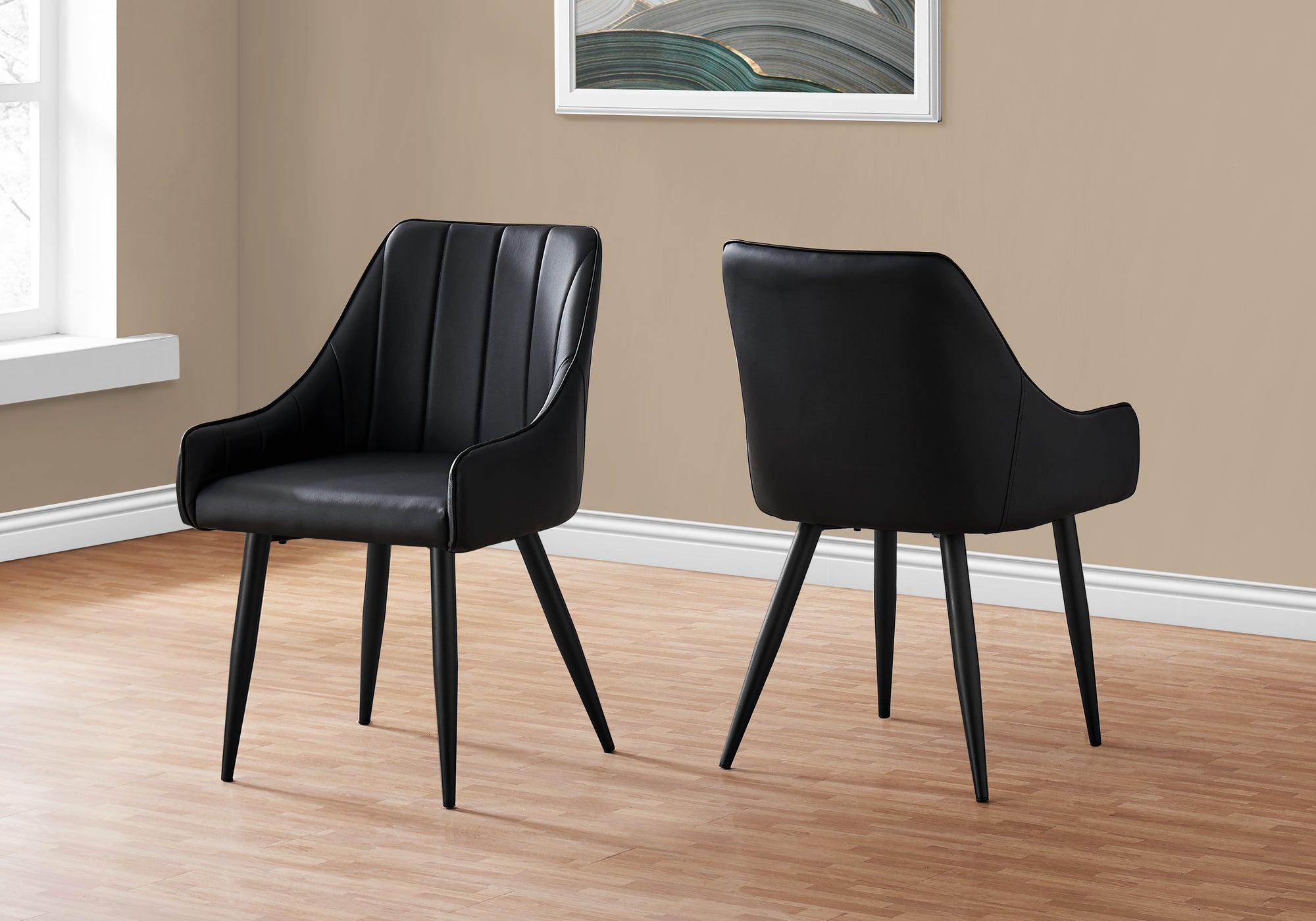 Black leather dining chairs canada store