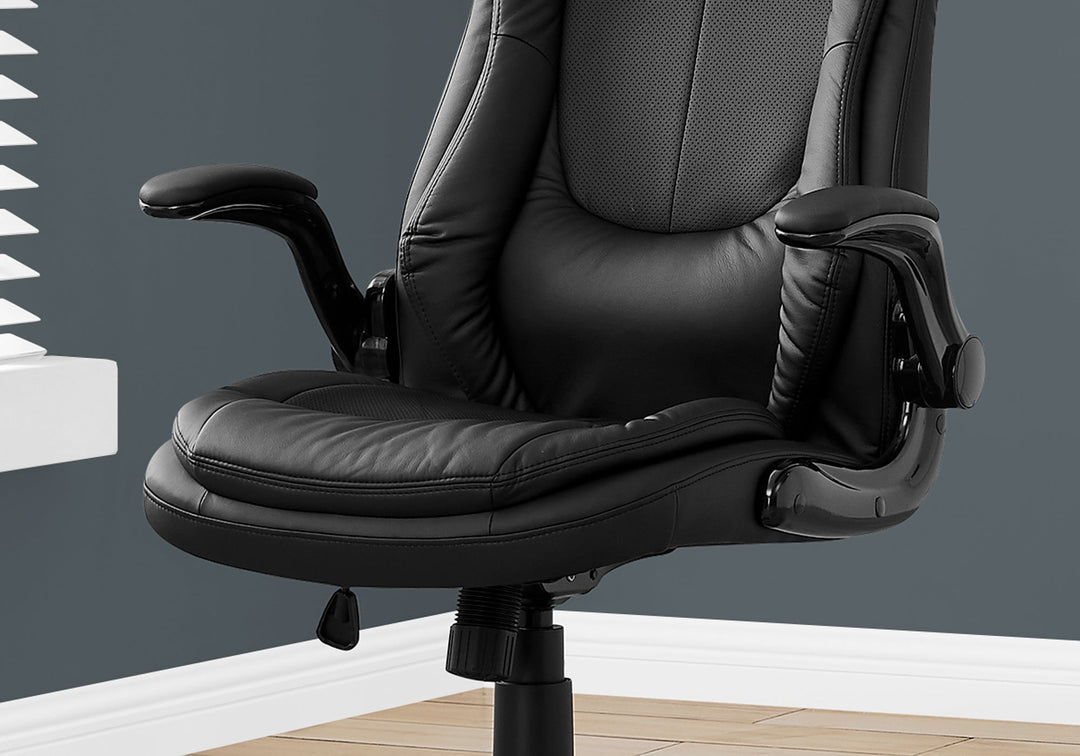 Office chair Black leather look high back executive Monarch