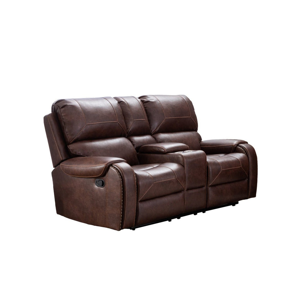Caesar Brown Reclining Loveseat with Center Console Payless Furniture